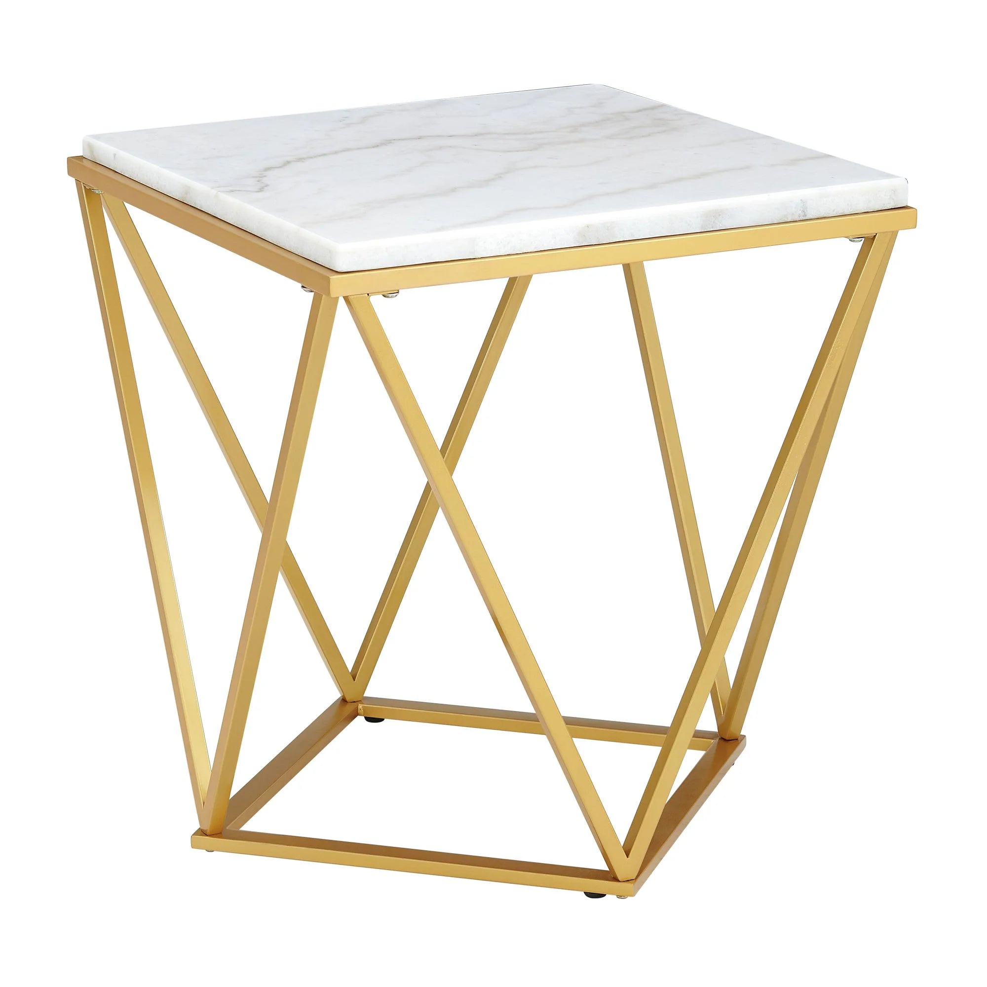 Riko - Square End Table With Metal Leg - Gold – Furniture Warehouse Ohio