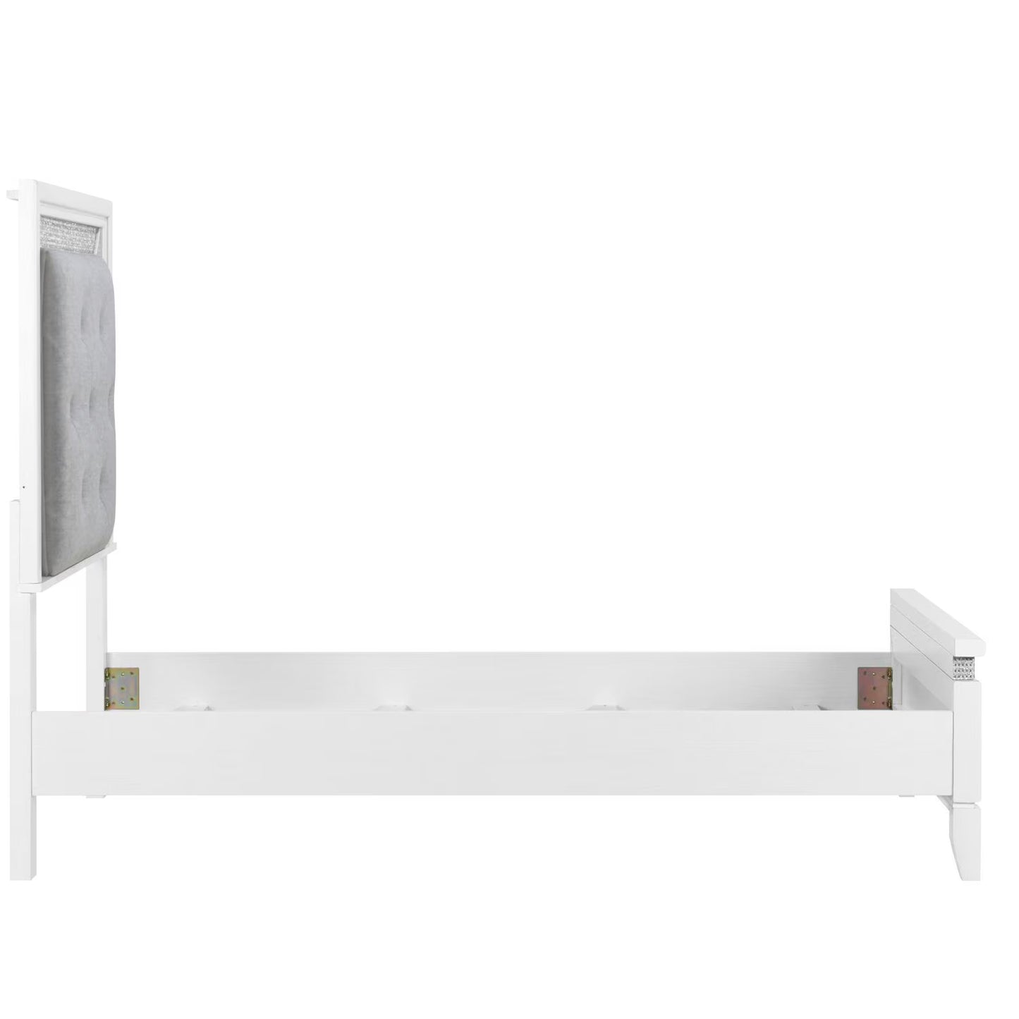 Reflections - Twin Upholstered Bed - Pearl White & Rhinestone ...