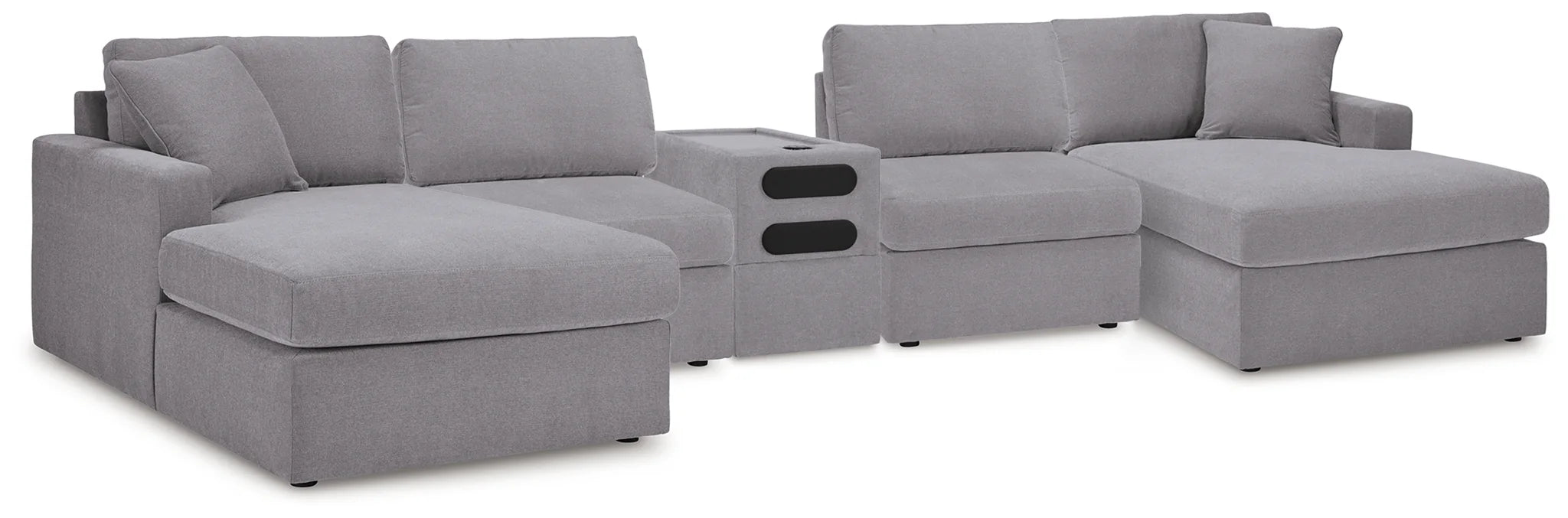 Modmax - Granite - 5 Piece Double Chaise Sectional With Audio Console ...