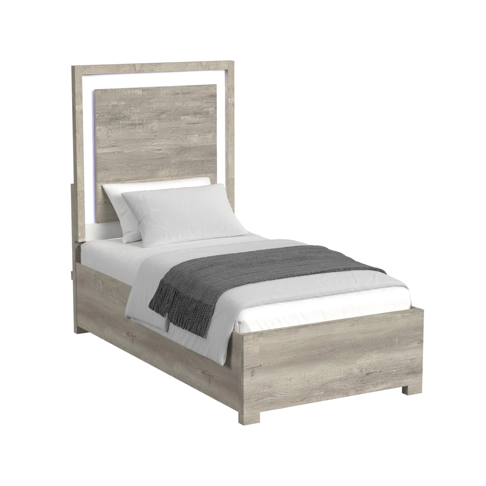 San Matteo - Twin Bed With LED - Gray – Furniture Warehouse Ohio
