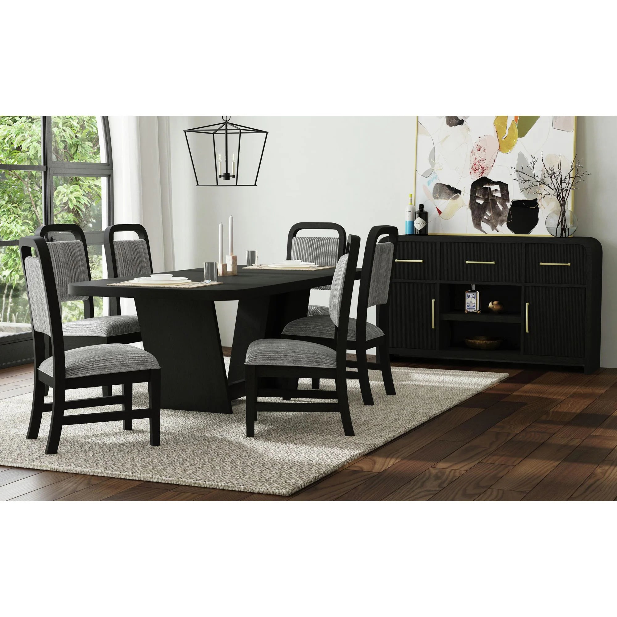 Ridgemont - 7 Piece Standard Height Dining Set (Table And Six Gray Fab ...