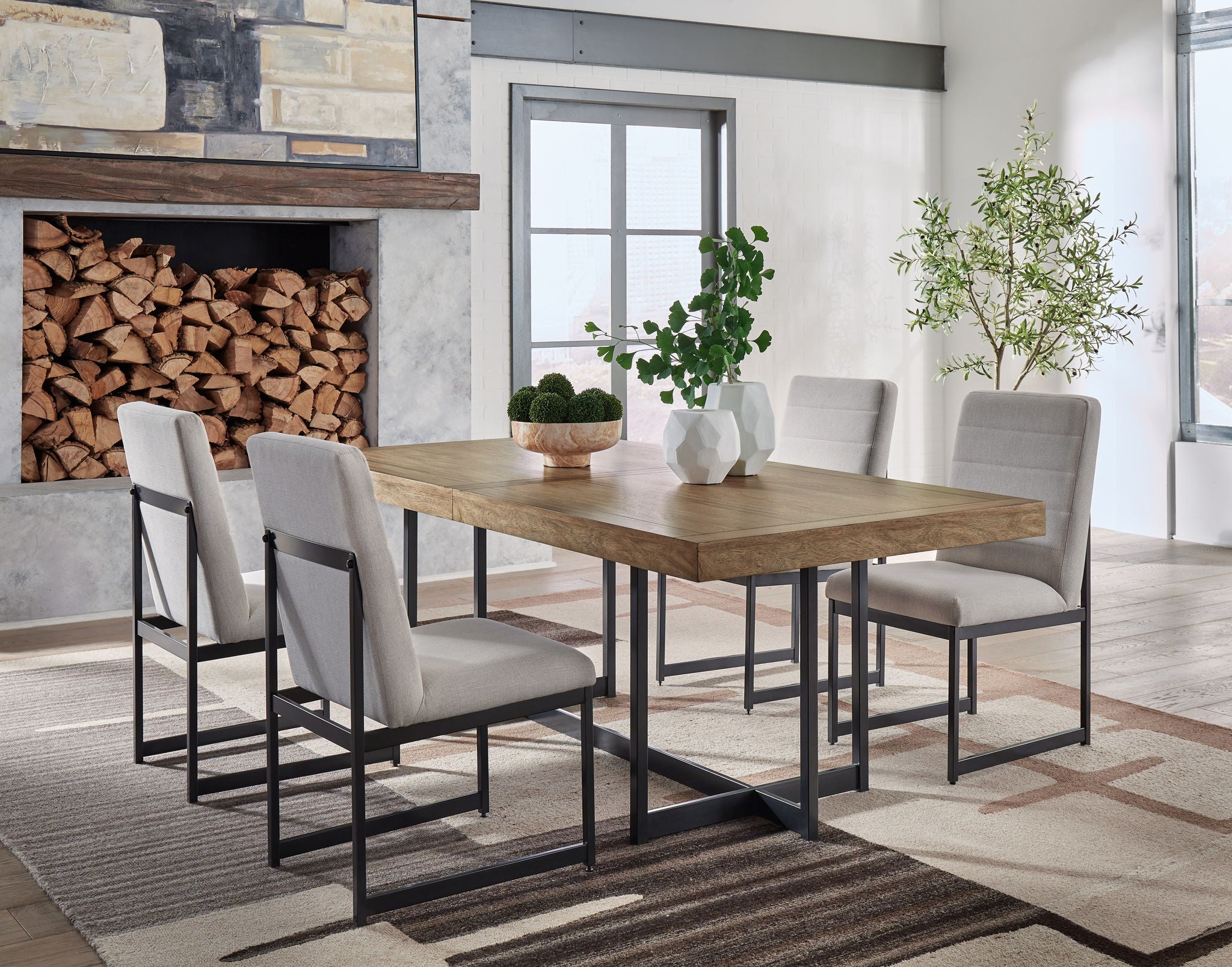 Tomtyn - Light Brown - 5 Pc. - Rectangular Dining Extension Table, 4 S ...