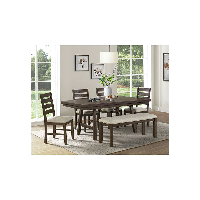 Jax - 6 Piece Dining Set (72" Table + 4 Chairs + Bench) - Cherry ...
