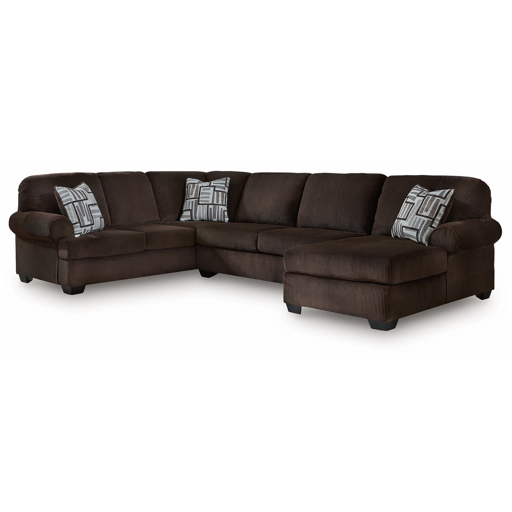 Kimlee - Chocolate - 3-Piece Sectional With RAF Chaise – Furniture ...
