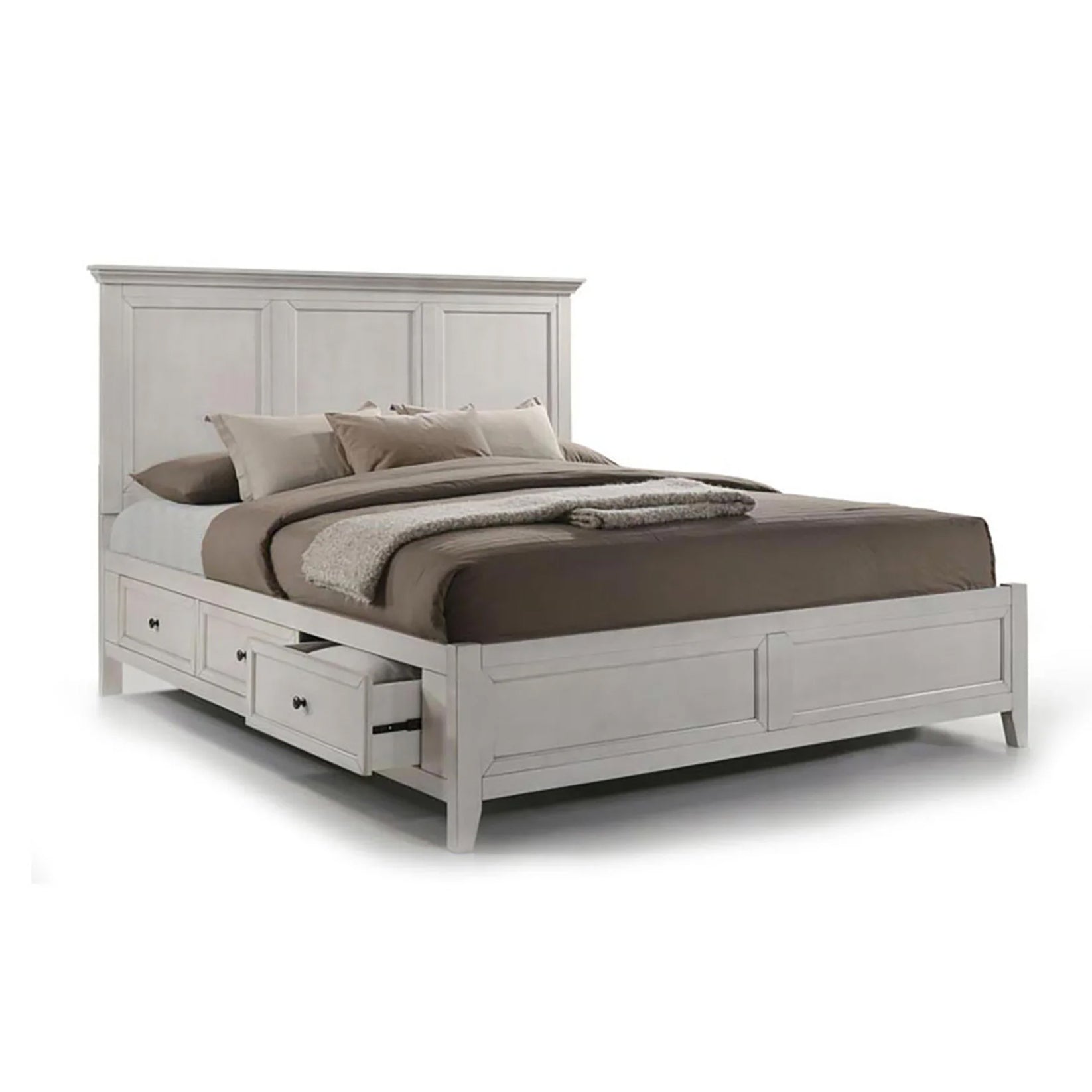 San Mateo - King Storage Bed - Rustic White – Furniture Warehouse Ohio
