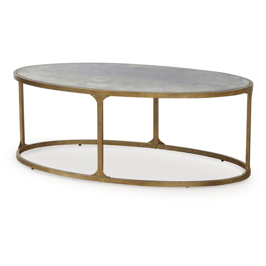 Korajane - Antique Gold - Oval Cocktail Table – Furniture Warehouse Ohio