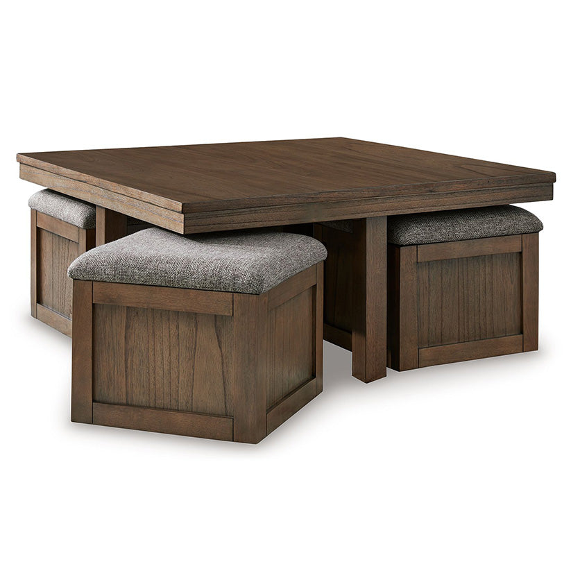 Boardernest - Brown - Cocktail Table With 4 Stools (Set of 5 ...