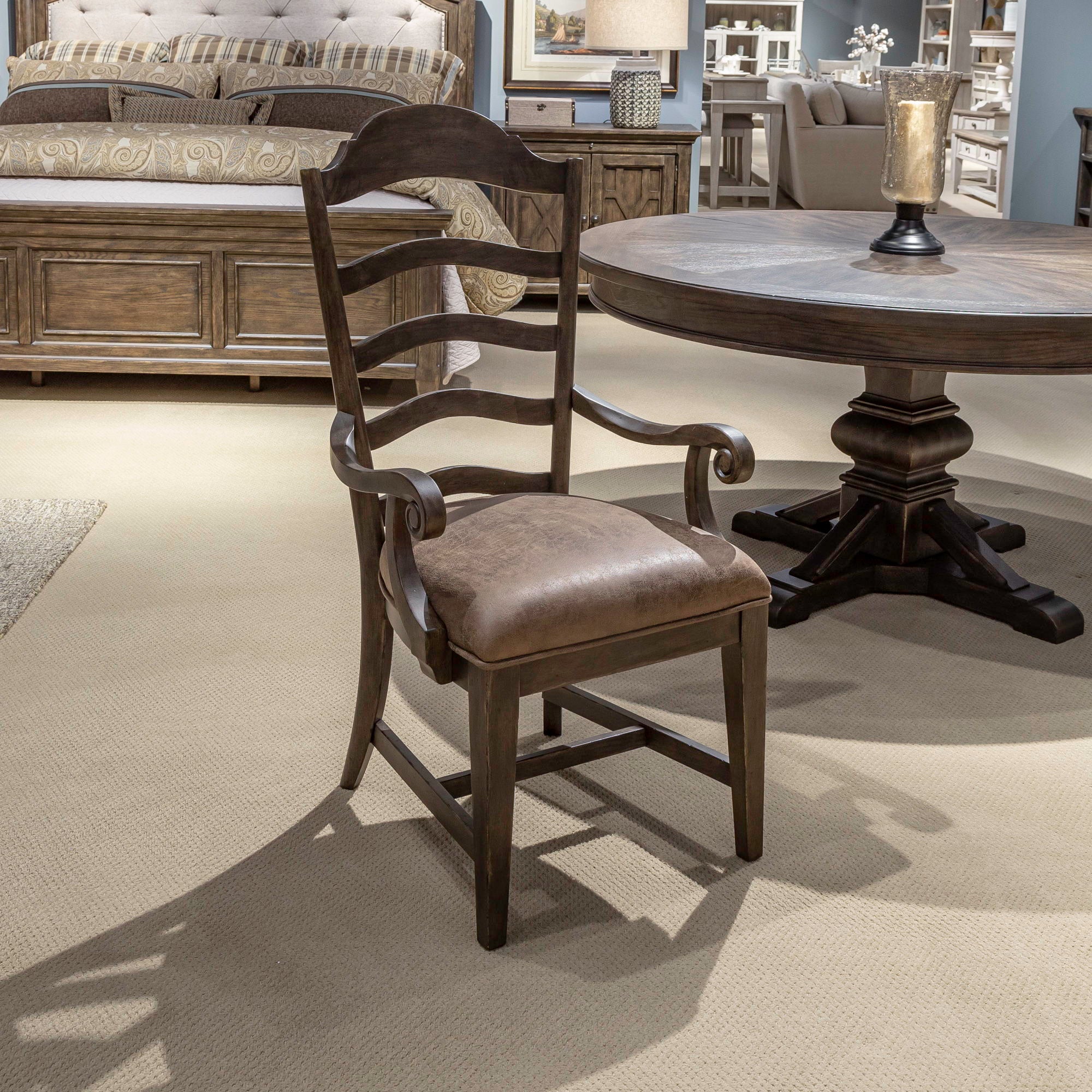 Paradise Valley - Upholstered Ladder Back Arm Chair (RTA) - Dark Brown ...