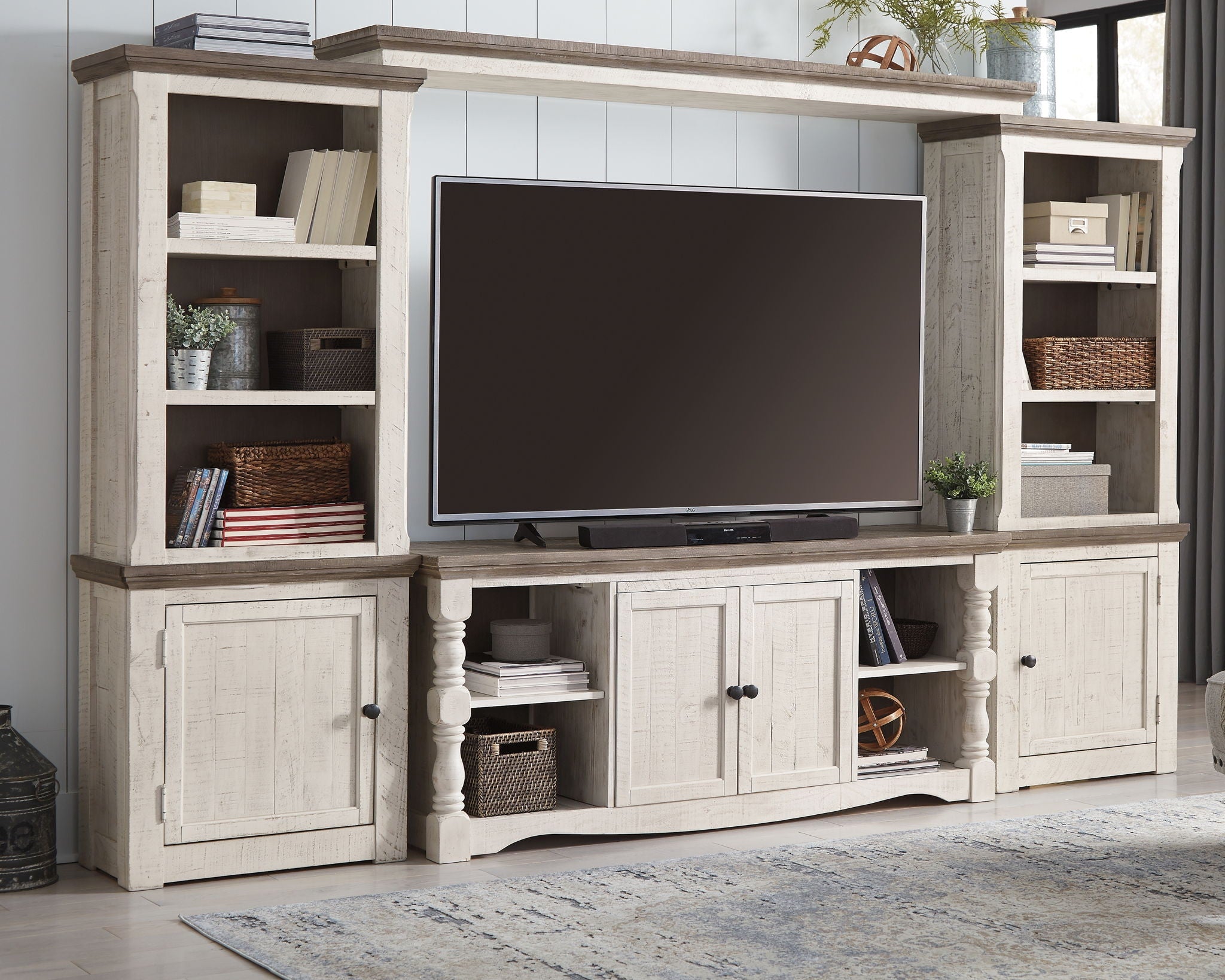 Havalance - Brown / Beige - 4 Pc. - Entertainment Center Havalance - Brown / Beige - 4 Pc. - Entertainment Center
